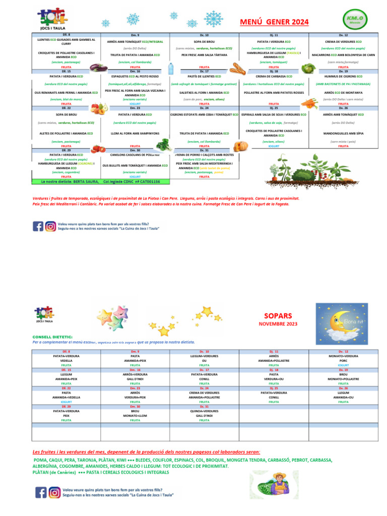 5 - Menú I Sopars Gener 2024 - Genèric | PDF