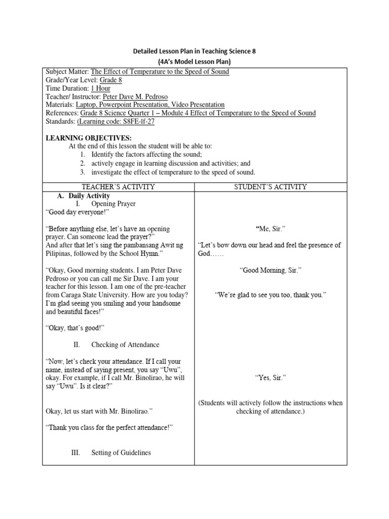 Speed of Sound - Detailed - Lesson Plan | PDF | Sound | Elasticity ...