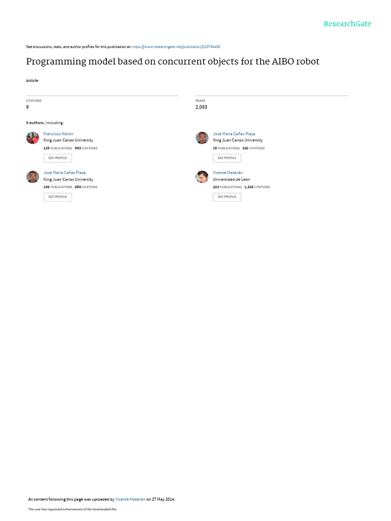 Programming Model Based On Concurrent Objects For | PDF | Transmission Control Protocol | Robotics