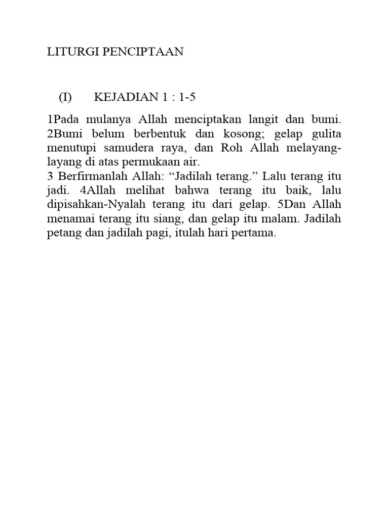 Liturgi Penciptaan | PDF