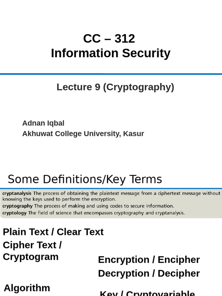 Cryptography Basics and Algorithms | PDF | Teaching Methods & Materials ...