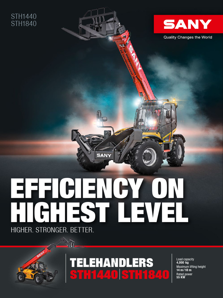 099 - 307 RZ WEB SANY PORT Bro. Telehandler - EN | PDF | Steering | Engines