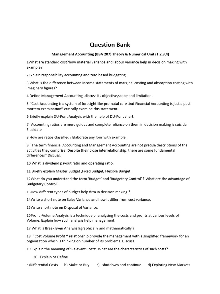 Question Bank | Download Free PDF | Money | Accounting