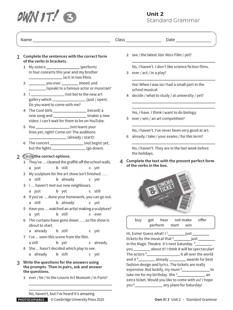 Standard Grammar Exercises for Unit 2 | PDF | Linguistics