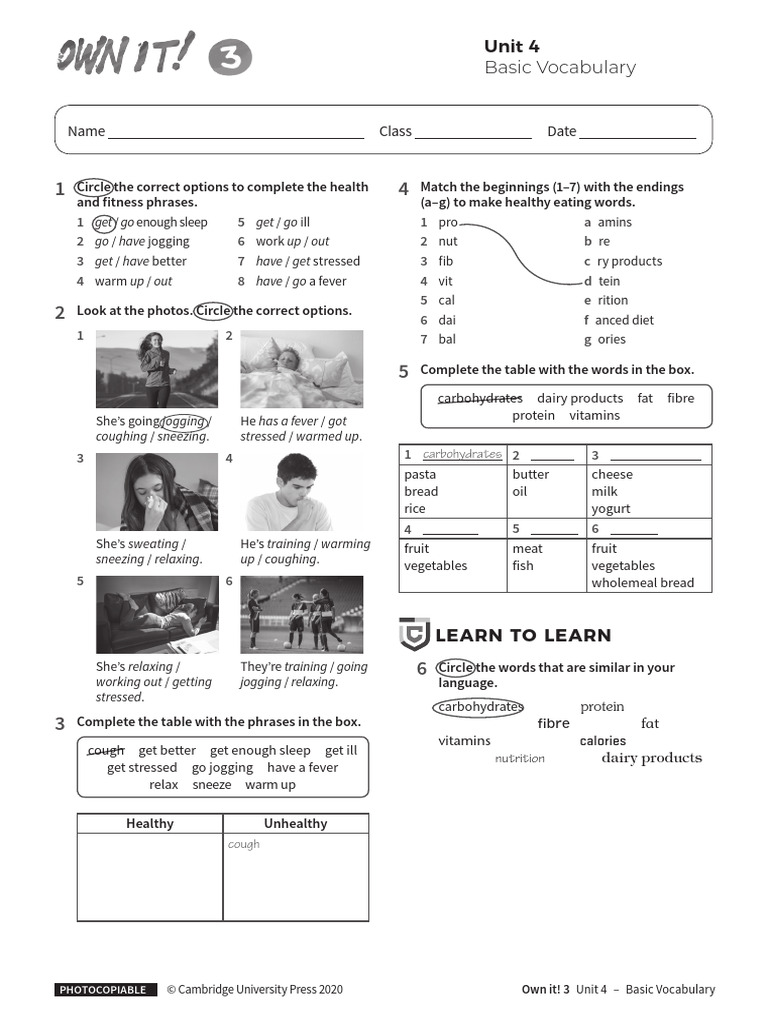 Healthy Eating Vocabulary Exercises | PDF | Nutrition | Diet & Nutrition
