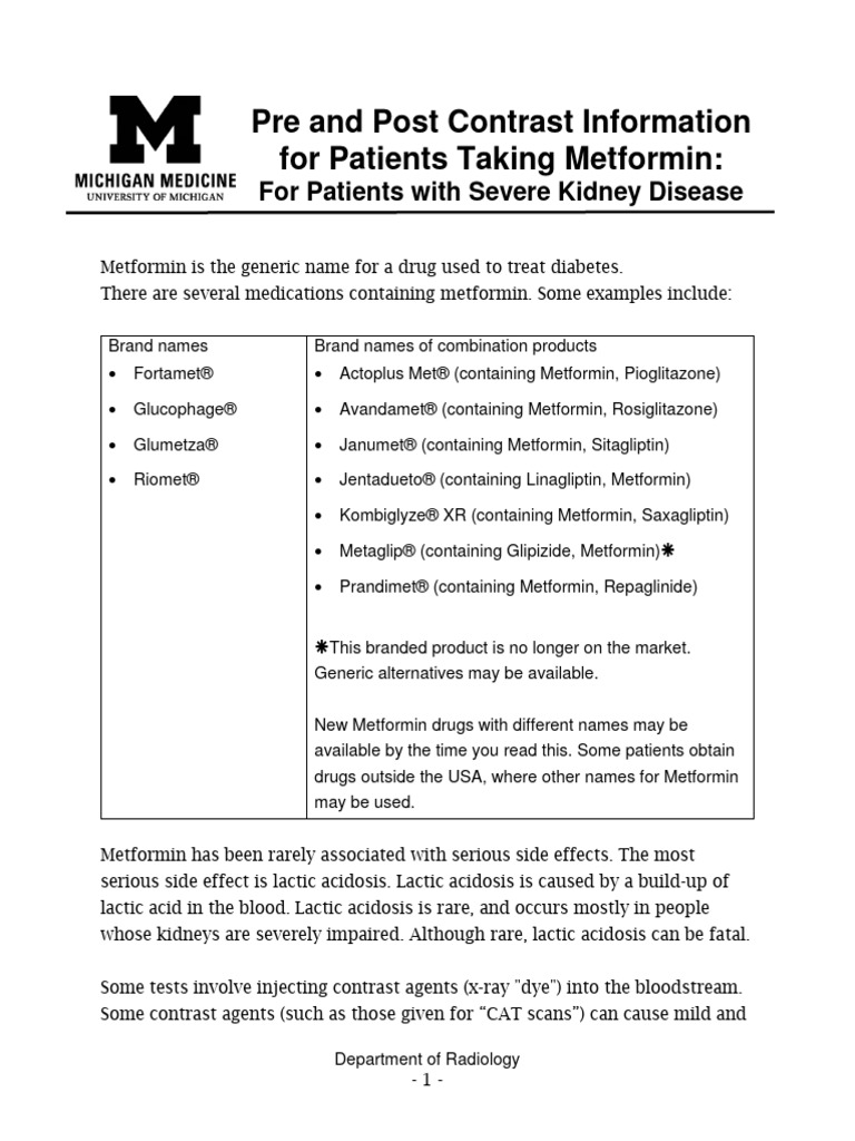Contrast Metformin | PDF | Clinical Medicine | Medical Specialties