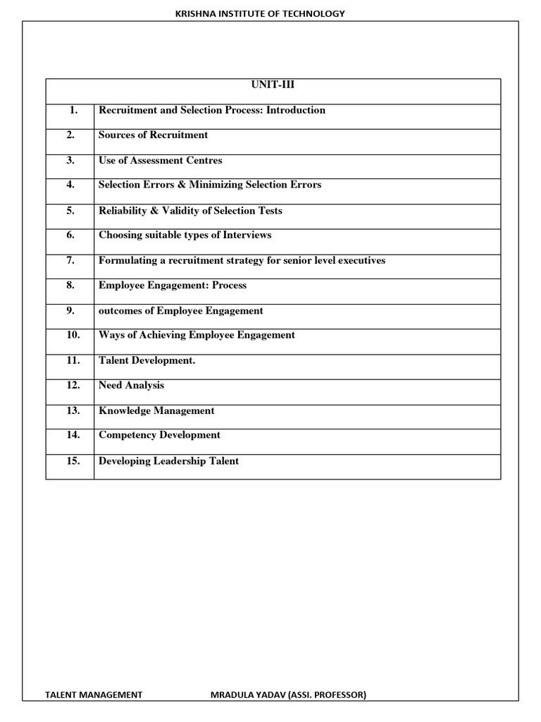 UNIT-3 Talent Management | Download Free PDF | Recruitment | Talent ...