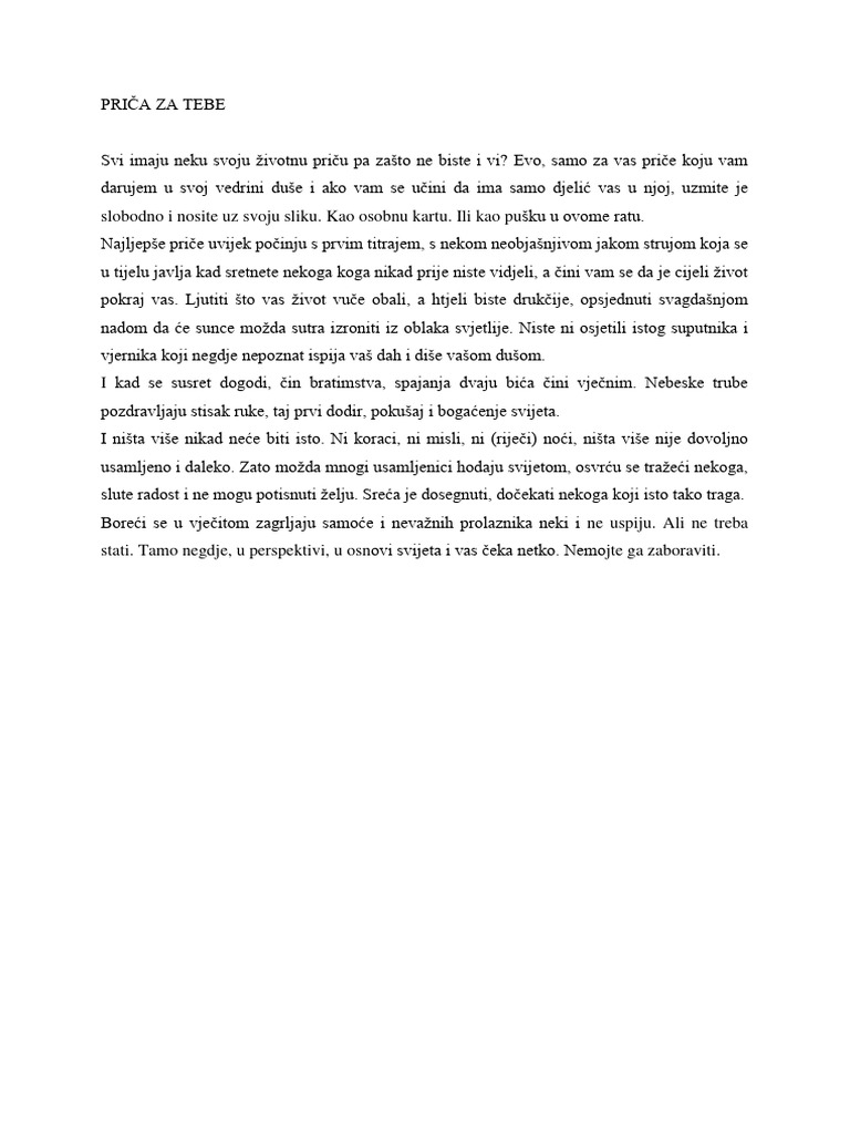 Prica Za Tebe | PDF