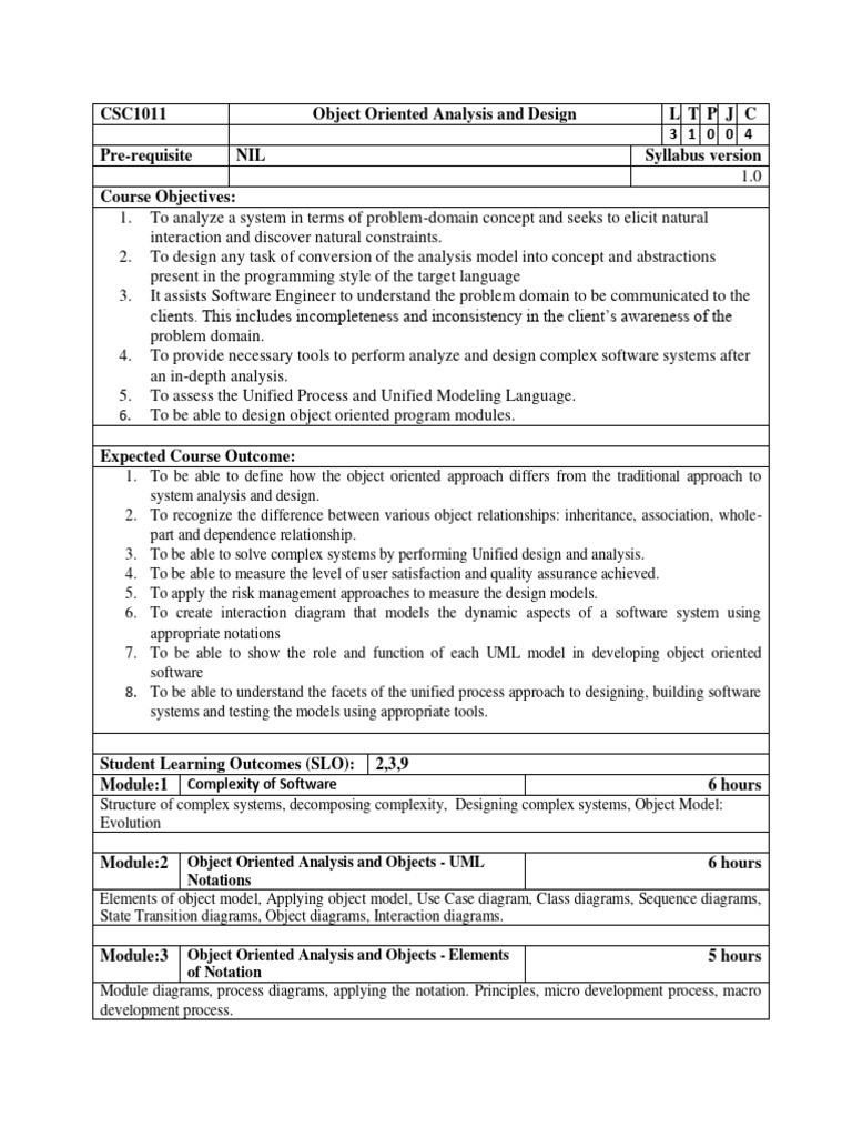 Csc1011 Object-Oriented-Analysis-And-Design TH 1.0 37 Csc1011 | PDF | Unified Modeling Language ...