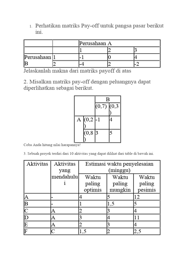 Analisis Matriks Payoff Perusahaan A dan B | PDF