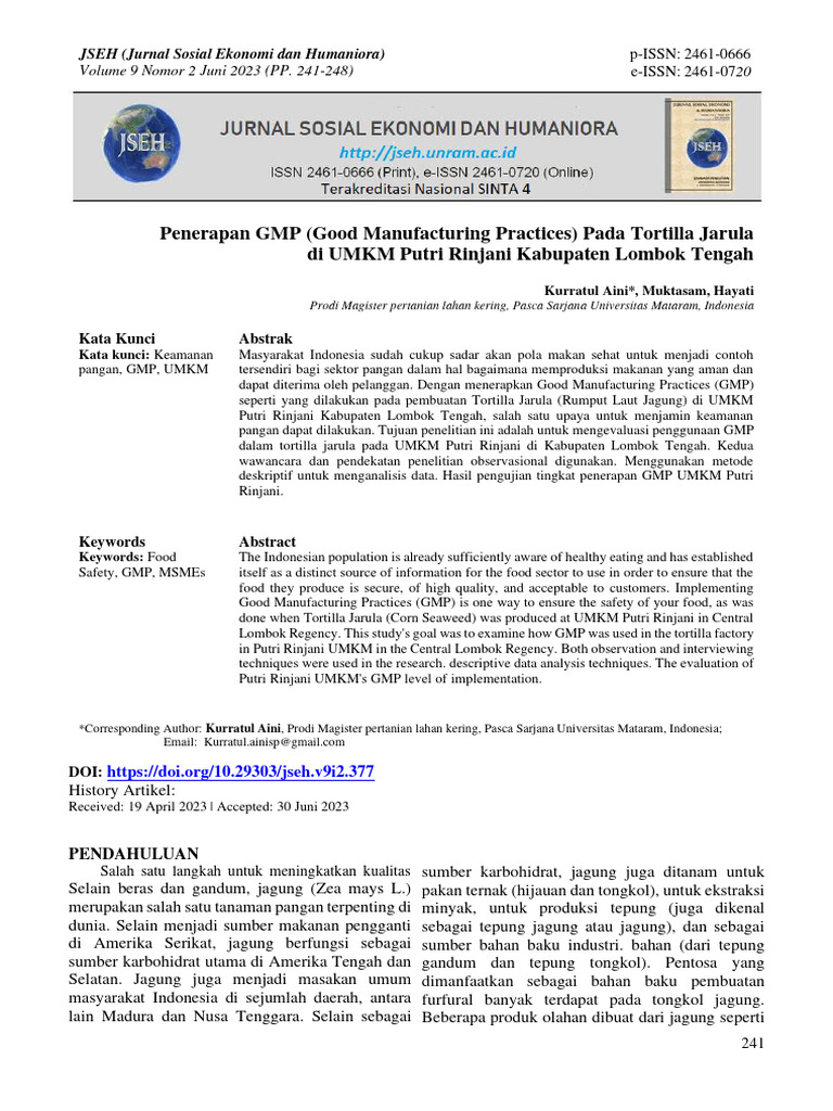 GMP pada Tortilla Jarula di Lombok | PDF | Kesehatan Holistik ...
