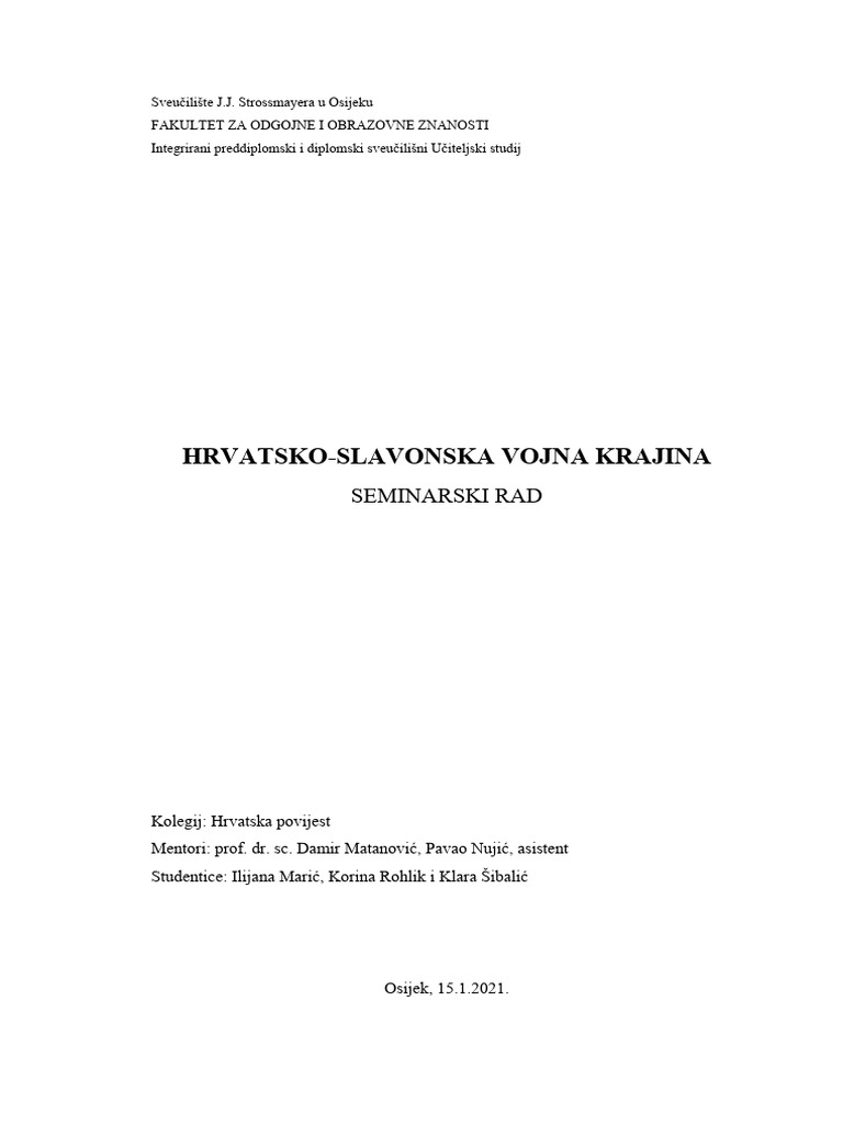 Hrvatsko-Slavonska Vojna Krajina | PDF