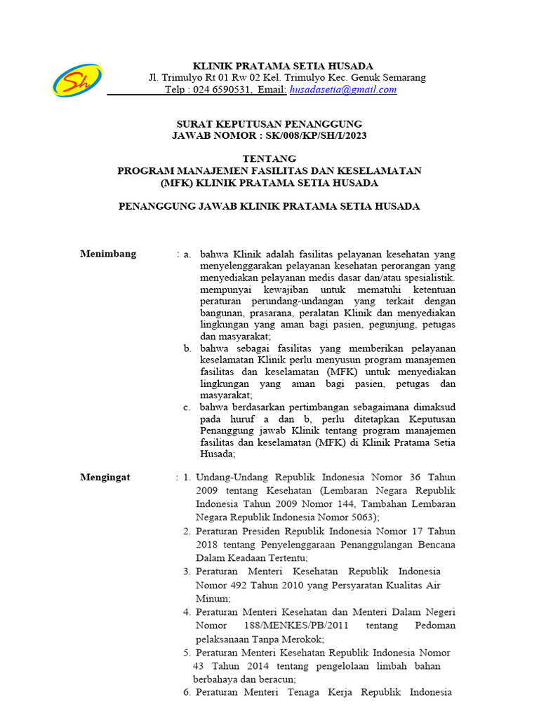 SK Program MFK Revisi Ii | PDF