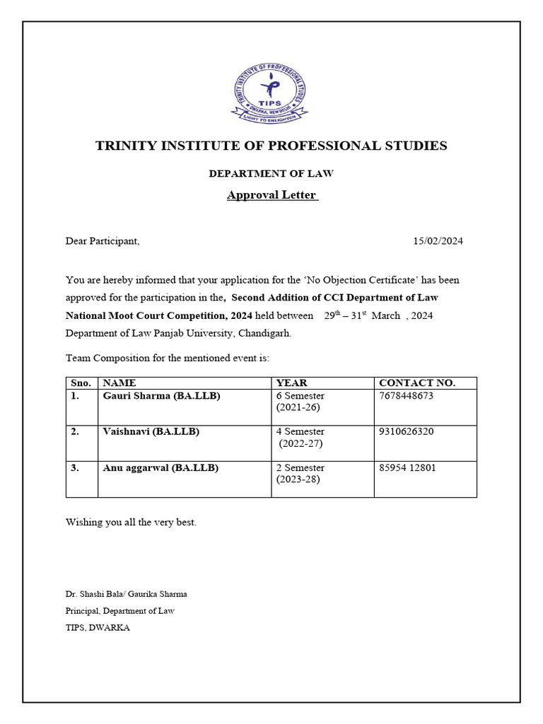 Moot Court Participation Approval | PDF
