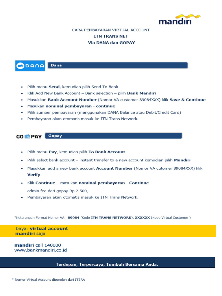 Cara Bayar ITN Trans Net Dana Gopay | PDF