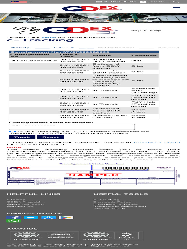 GD Express SDN BHD - E-Tracking | PDF | Service Industries