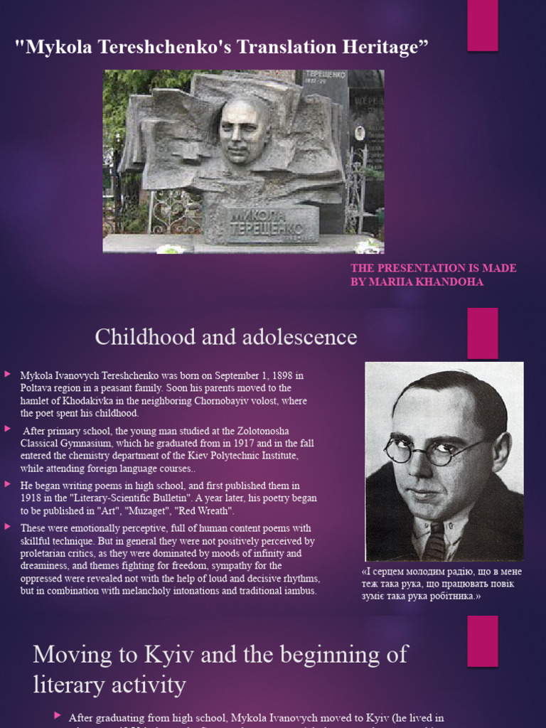 Mykola Tereshchenko: Poet and Translator | PDF