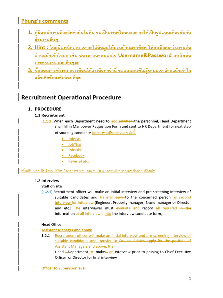 Recruitment Operational Procedure and Documentation | PDF