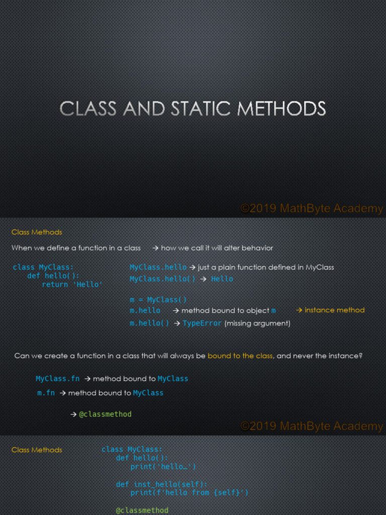 028 Class And Static Methods Lecture Pdf Method Computer Programming Programming Paradigms