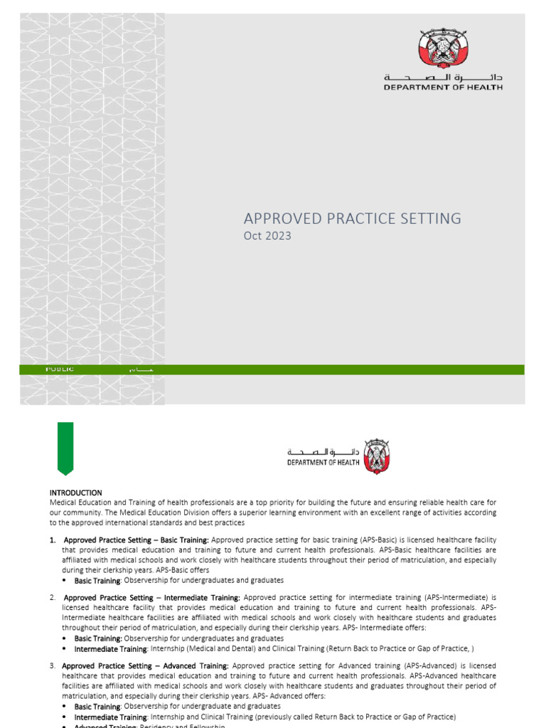 Approved Practice Setting With Facility License Number and Contact Oct ...