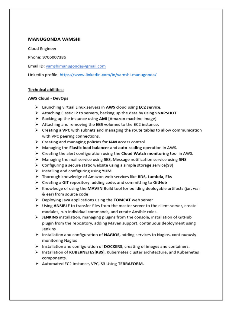 DevOps CV V | PDF | Amazon Web Services | Cloud Computing