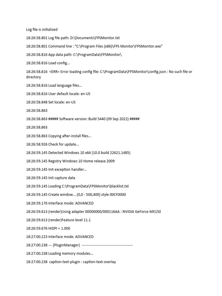 FPS Monitor Log Initialization Report | PDF | Graphics Processing Unit | Windows Registry