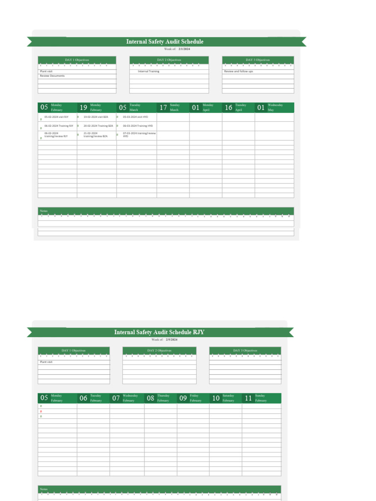 Internal Safety Audit Schedule | PDF