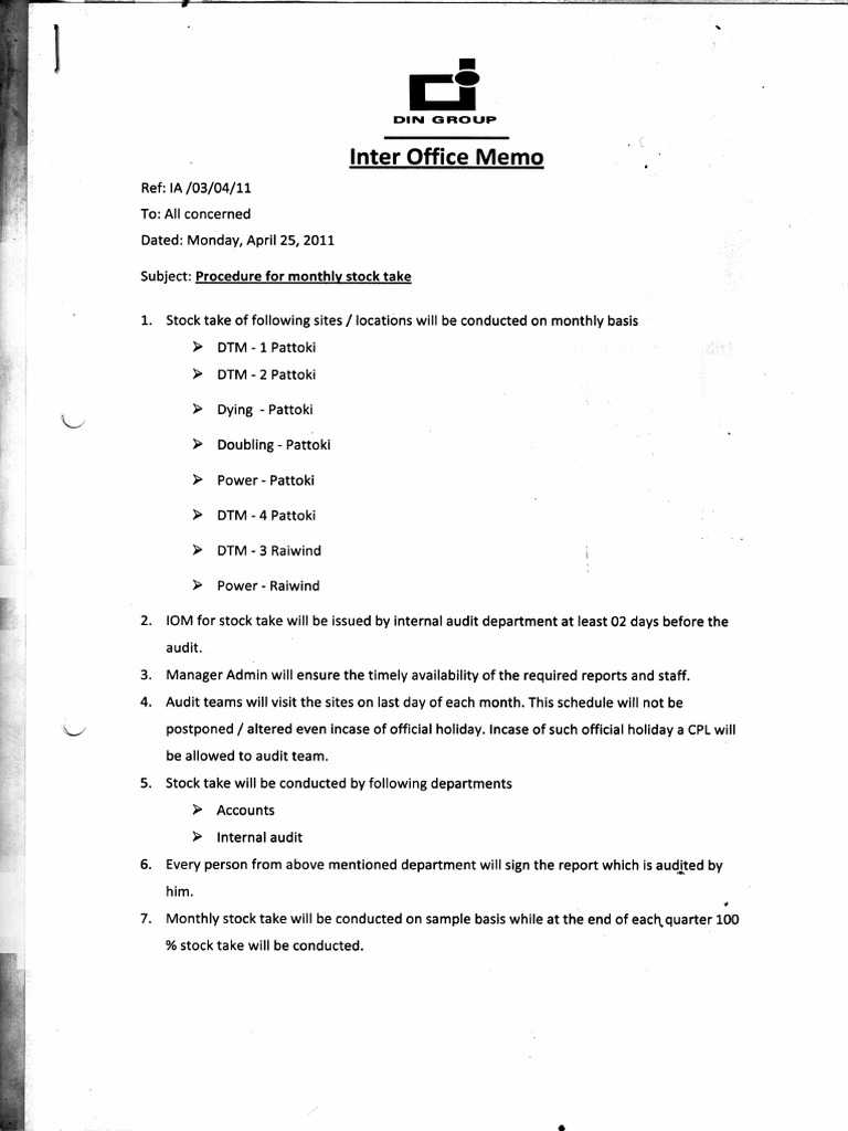 03-IOM - Stock Take | PDF