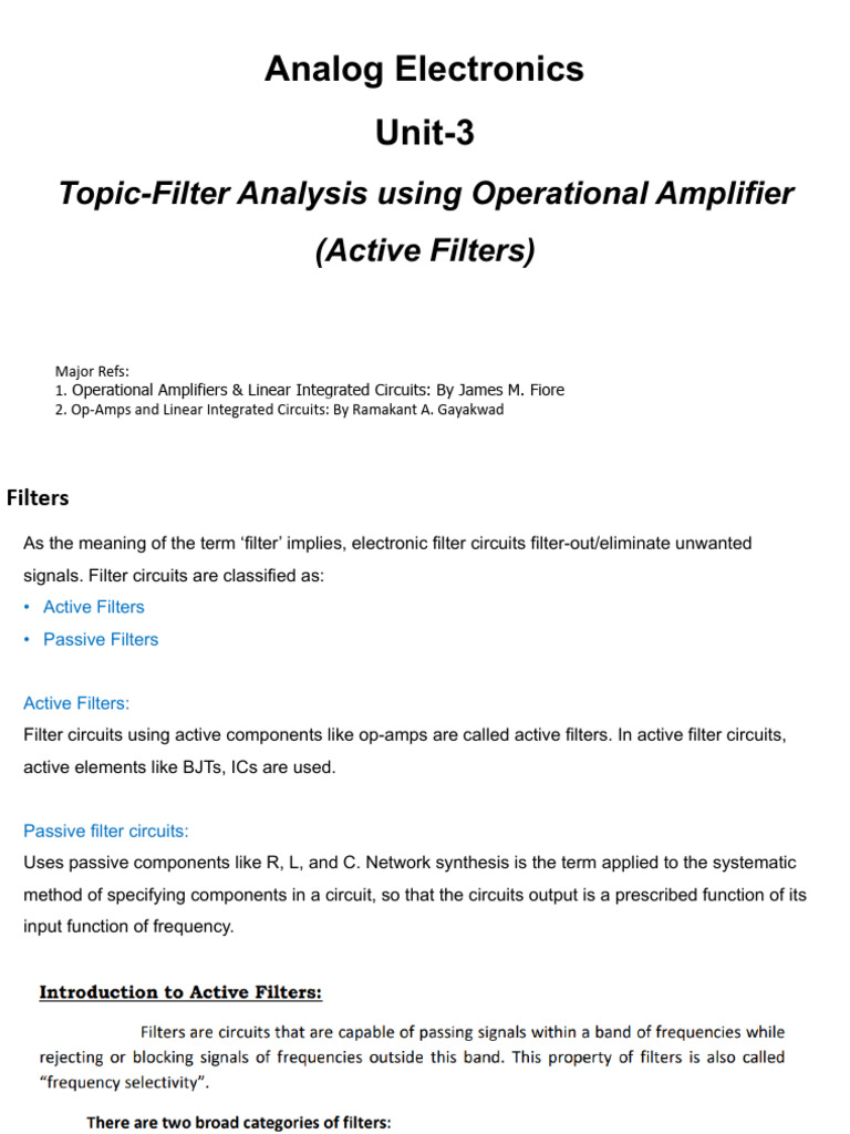Active Filters-Design and Analysis | PDF | Electronic Filter ...
