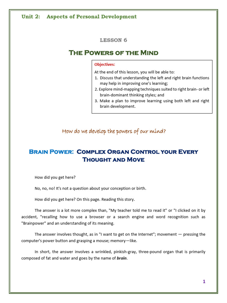 PD 110 Lesson 6 | PDF | Brain | Neuron