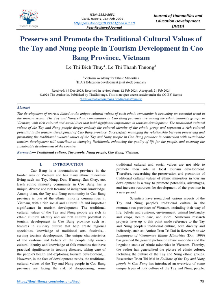 Preserve and Promote The Traditional Cultural Values of The Tay and ...