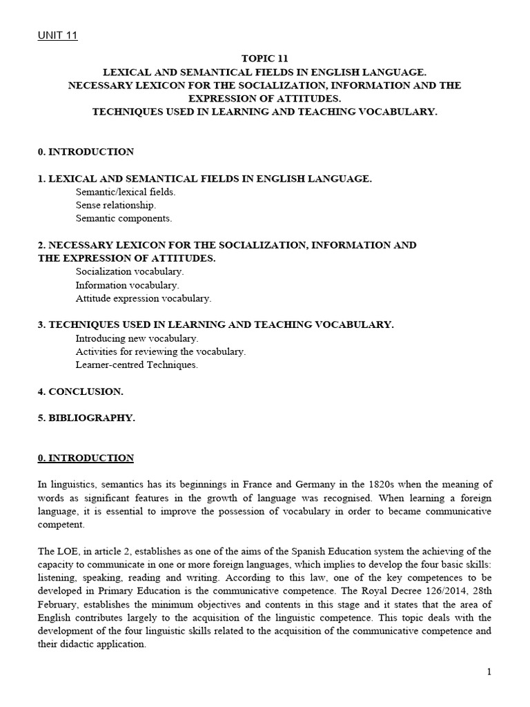 UNIT - 11 Summary | PDF | Lexicon | Linguistics