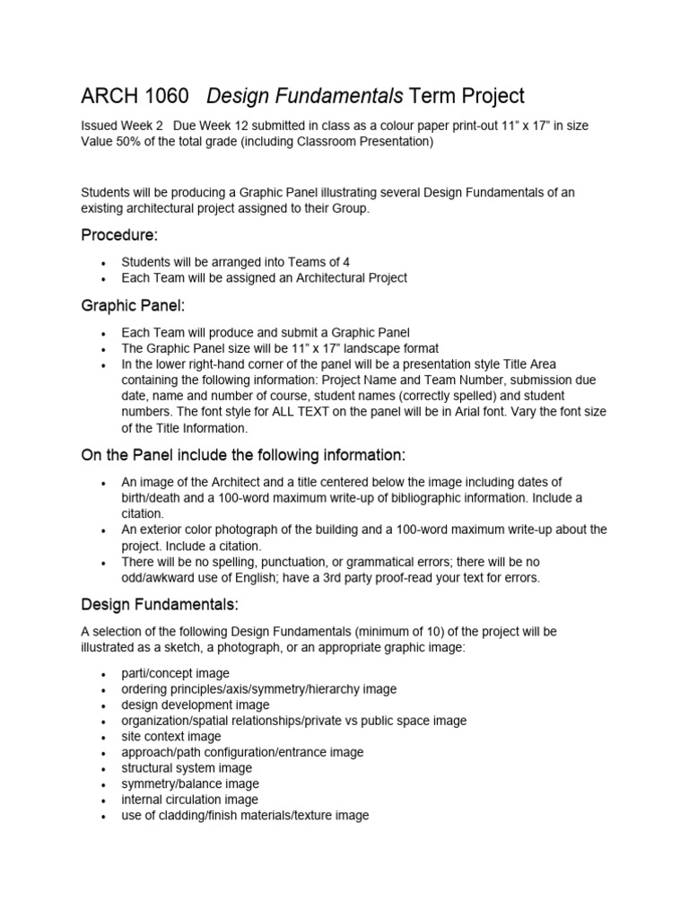 ARCH 1060 2024 Proj Rubric | PDF | Image | Drawing