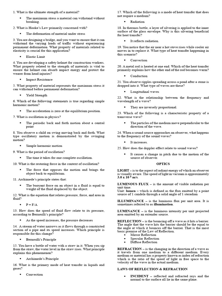Physics Reviewer | PDF | Electromagnetic Induction | Inductance