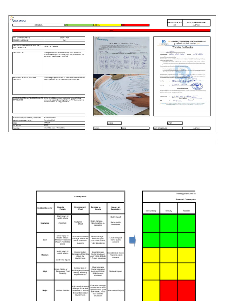 Hse Observation Closure-225 - Closed | PDF