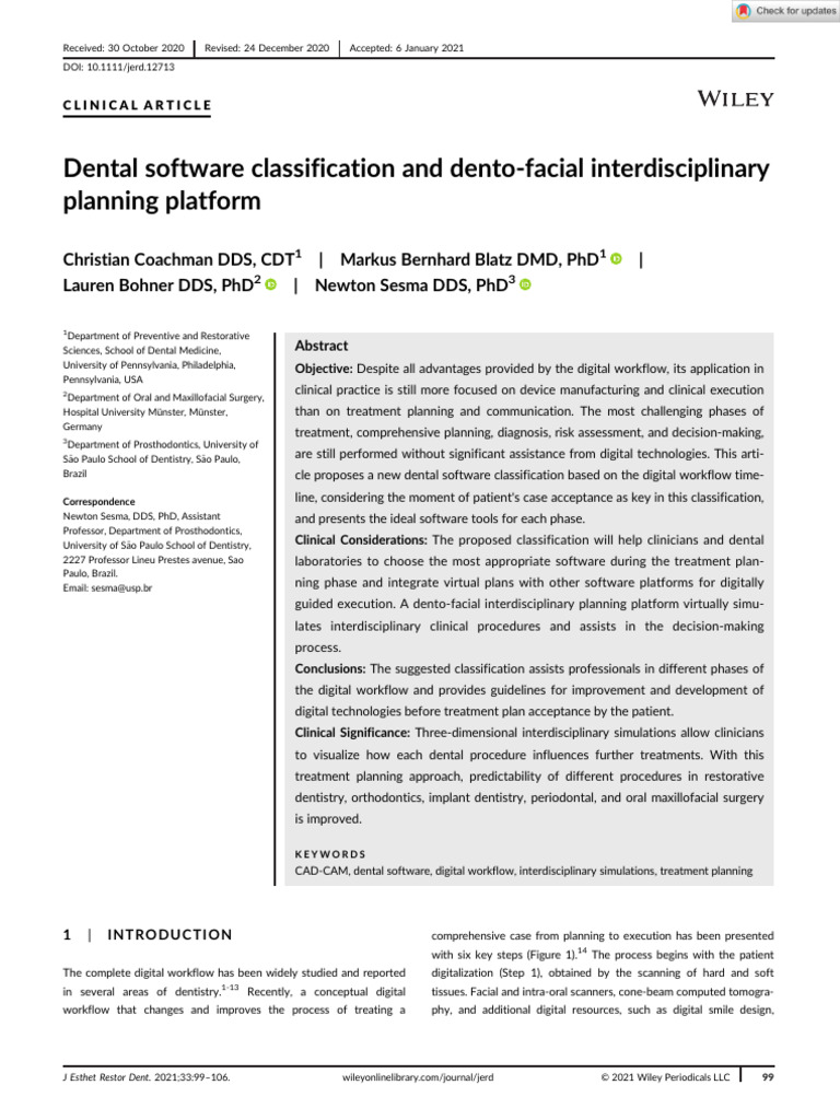 Dental Software Classification and Dentofacial Interdisciplinary ...