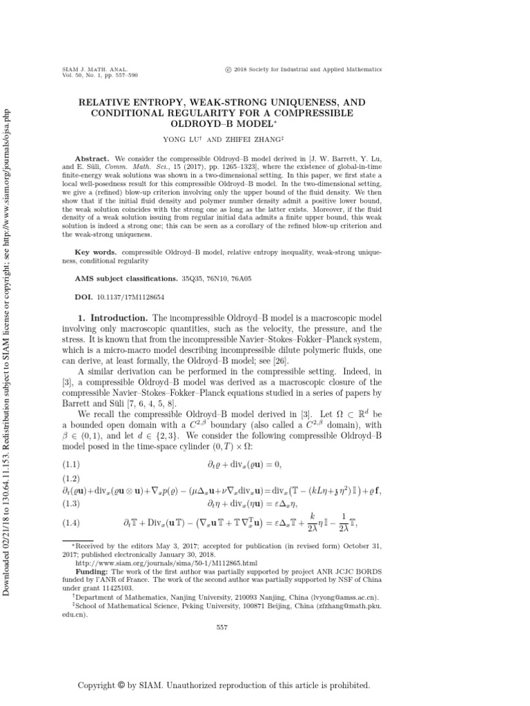 Lu 2018 | PDF | Navier–Stokes Equations | Viscosity