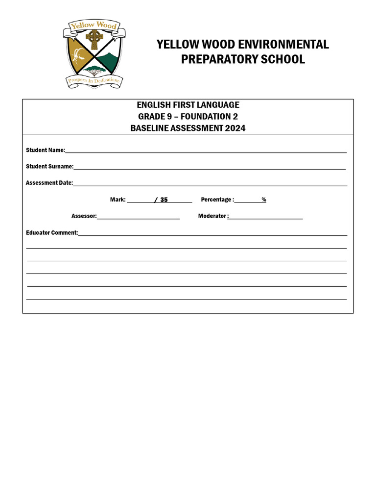 Baseline Assessment English Grade 9 | PDF | Noun | Columbidae