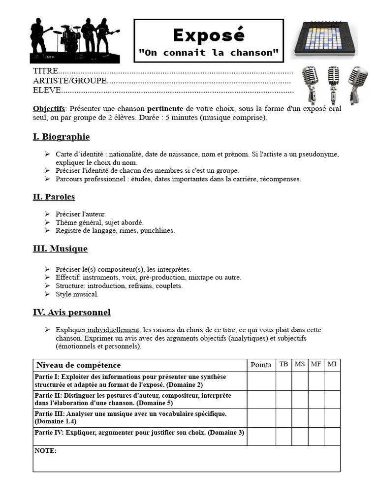 Exposé sur une chanson engagée | PDF