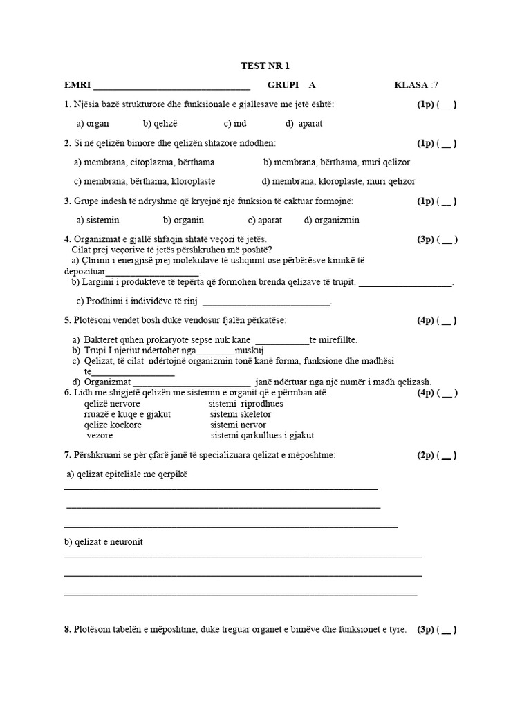 Biologji 7 A | PDF