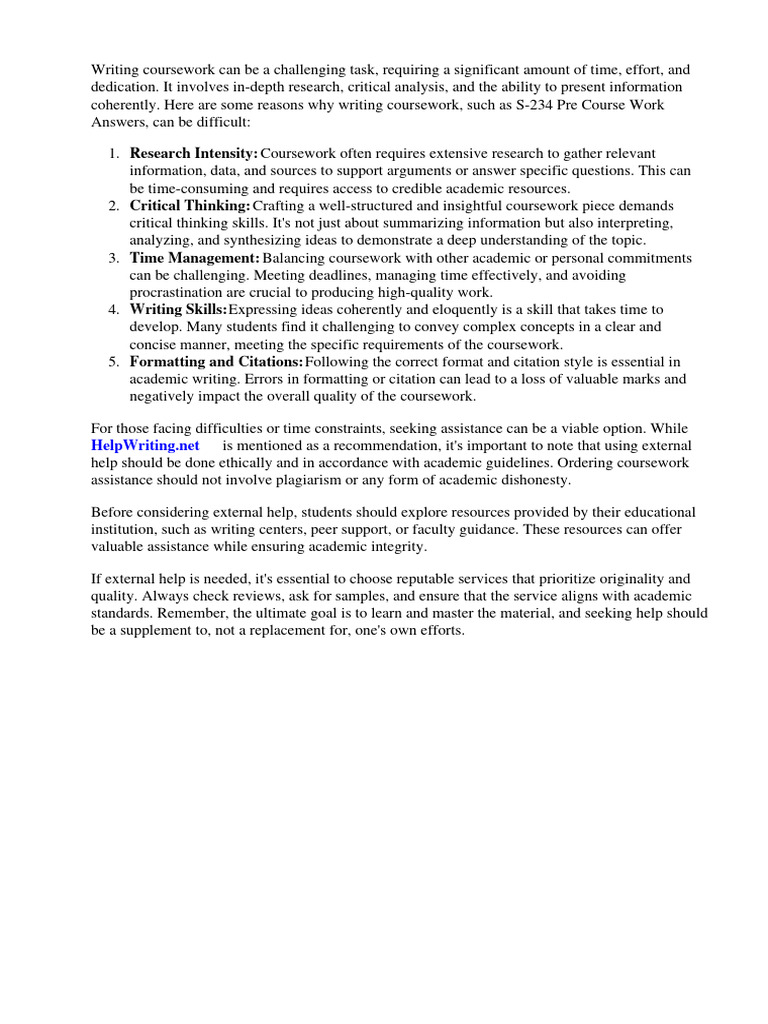 S-234 Pre Course Work Answers | PDF | Taxes | Critical Thinking