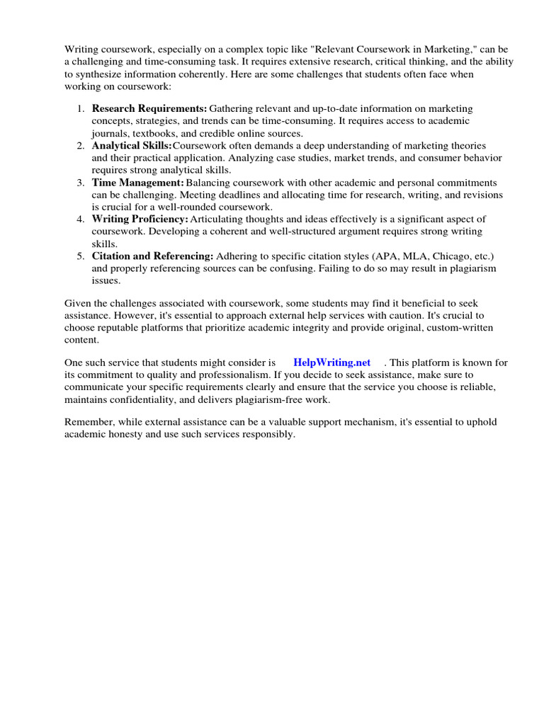 Relevant Coursework Marketing | PDF | Marketing | Advertising