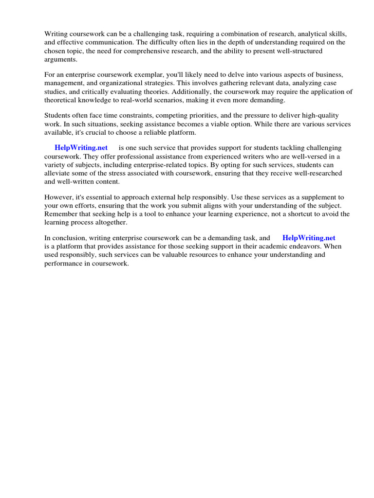 Enterprise Coursework Exemplar | PDF | Entrepreneurship | Enterprise ...