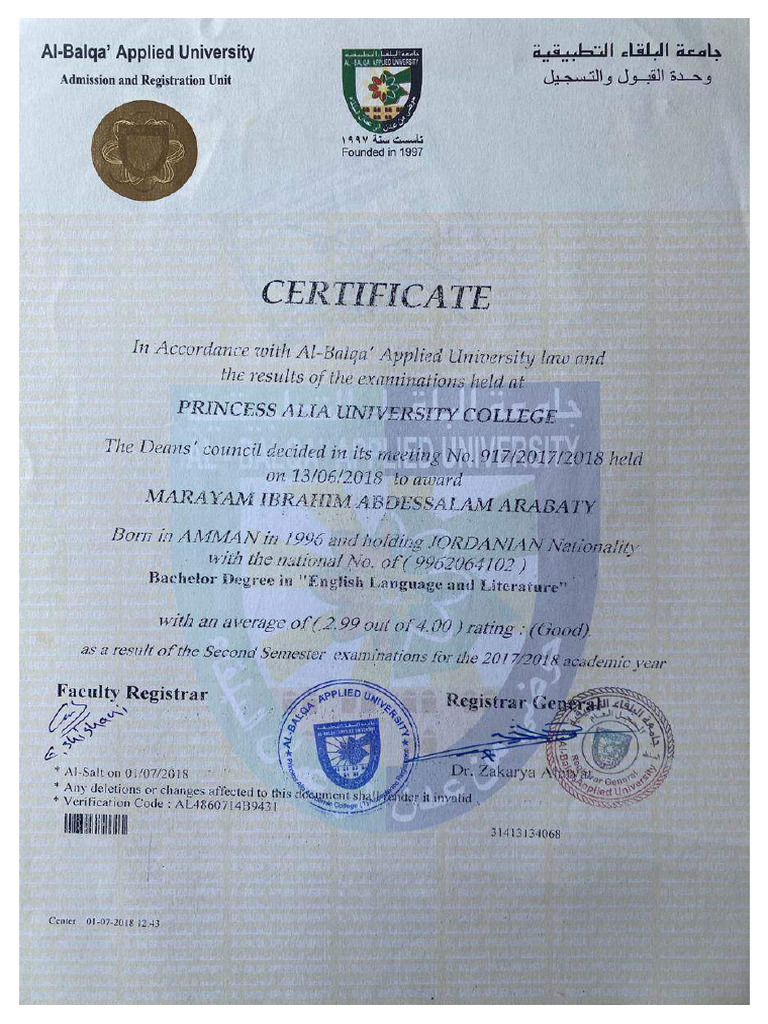 Original Certificate | PDF