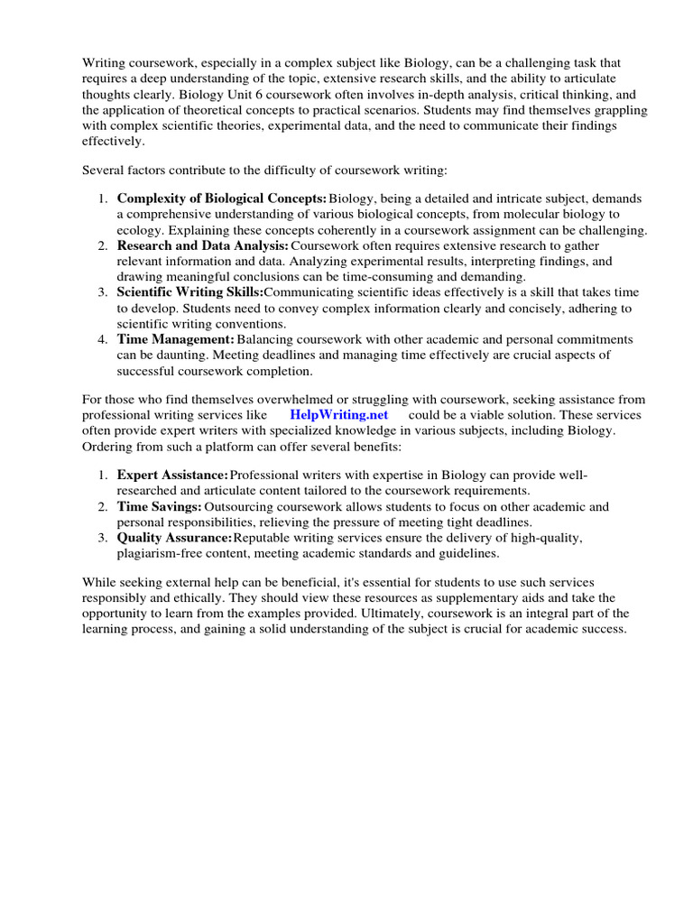 Biology Unit 6 Coursework Example | PDF | Biology | Gene Expression