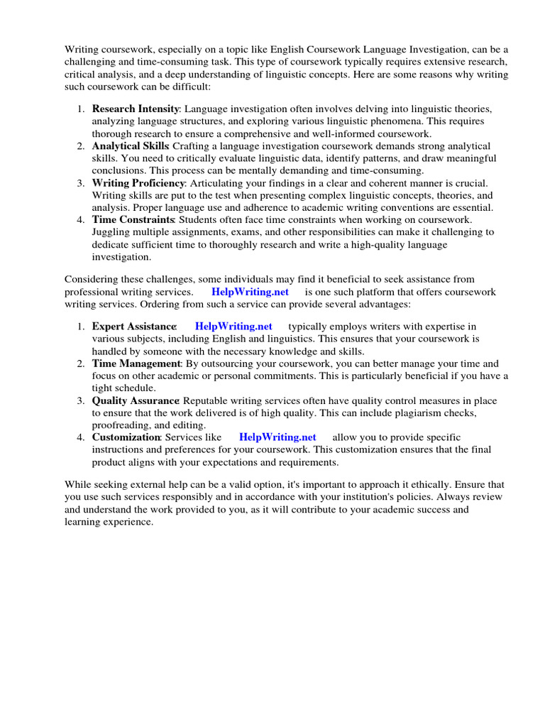 English Coursework Language Investigation Pdf