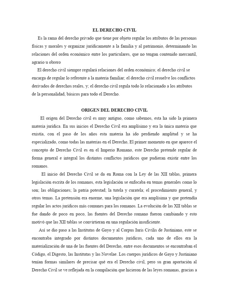 Derecho Civil | PDF | Derecho Civil (Common Law) | Derecho civil (sistema legal)