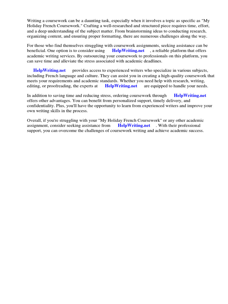 My Holiday French Coursework | PDF | Social Media | Popular Culture ...