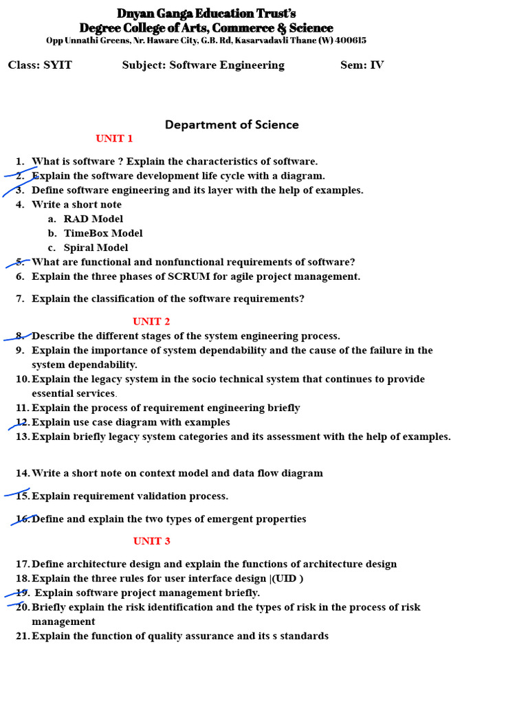 Software Engineering Question Bank | PDF | Software | Project Management