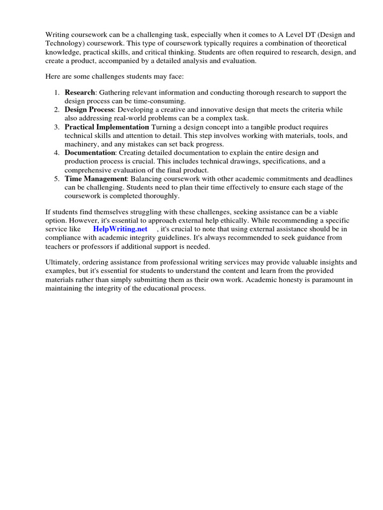 A Level DT Coursework Example | PDF